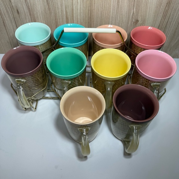 Vintage | Kitchen | Vintage Melmac Rafiaware Mugs Cups Burlap Mcm With ...